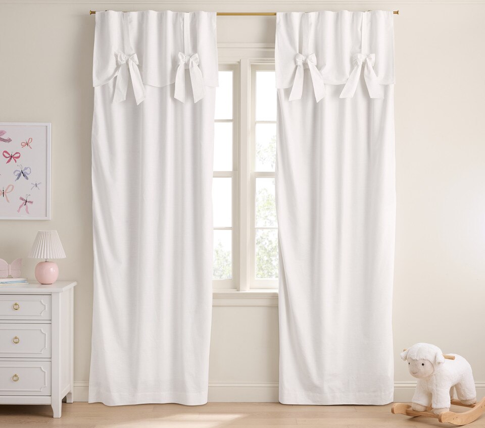 Evelyn Linen Blend Bow Valance Blackout Curtain | Pottery Barn Kids ...