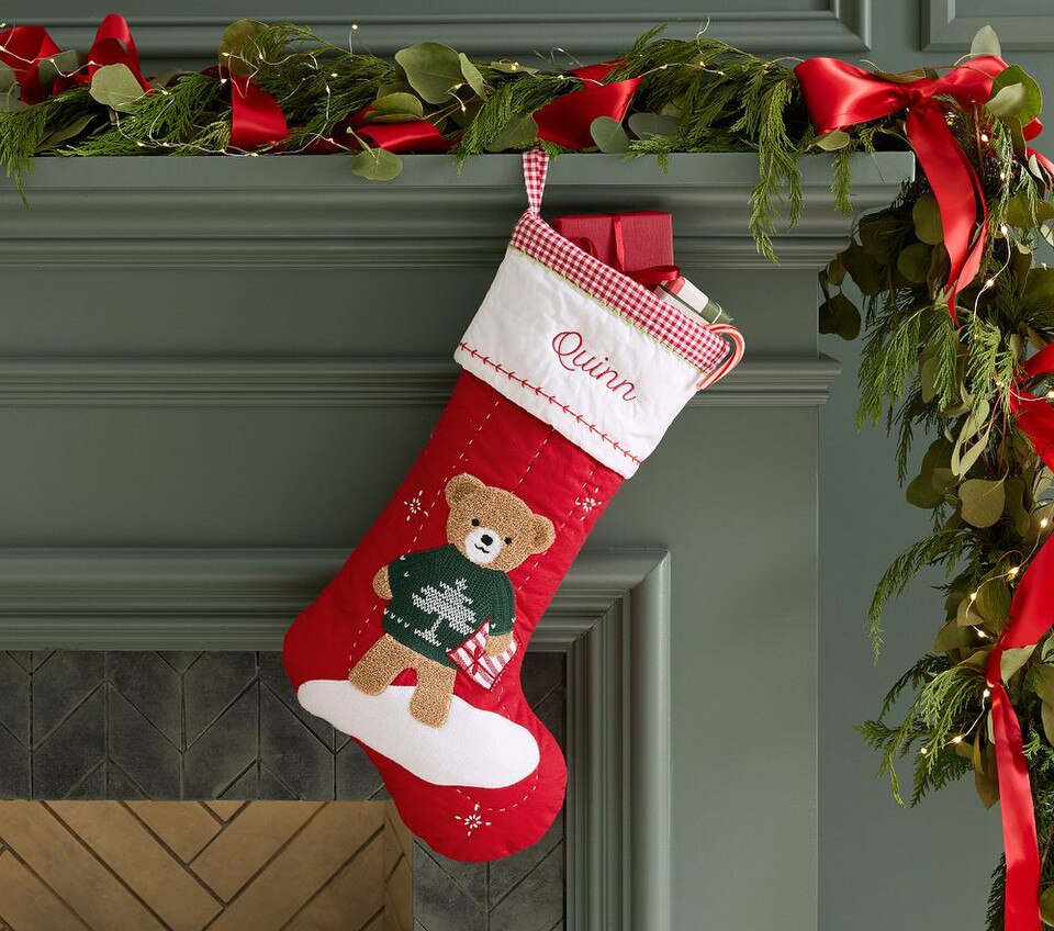 Bear Quilted Christmas Stocking Collection | Pottery Barn Kids Australia