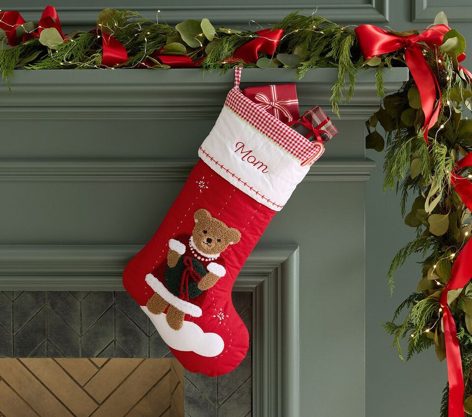 Bear Quilted Christmas Stocking Collection | Pottery Barn Kids Australia