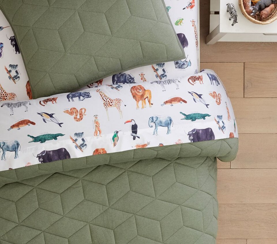 Brendan Animals Organic Sheet Set & Pillowcases - Pottery Barn Kids ...