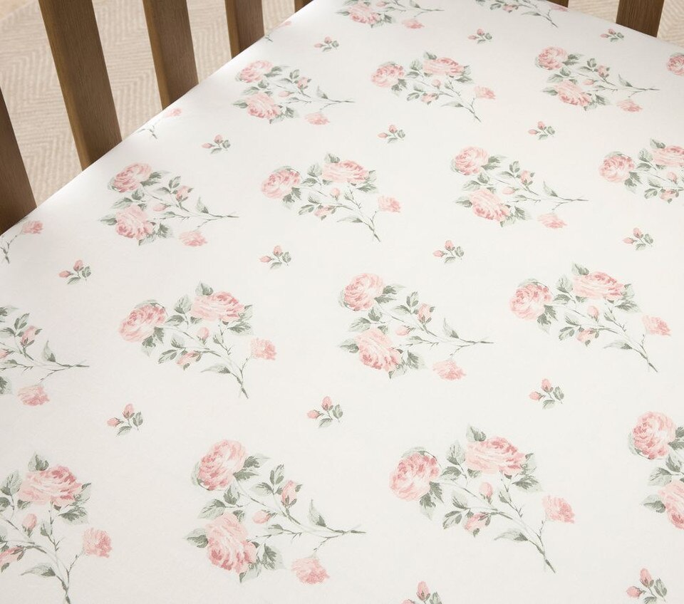 Bria Hammel Rose Organic Cot Fitted Sheet | Pottery Barn Kids Australia