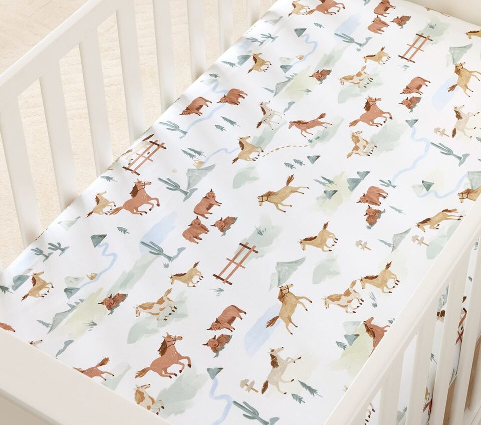 Carter Cowboy Organic Cot Fitted Sheet | Pottery Barn Kids Australia
