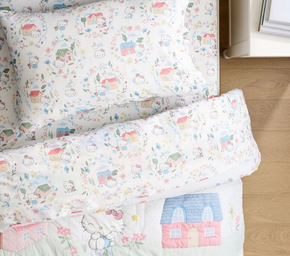 Hello Kitty® Cottage Organic Sheet Set | Pottery Barn Kids Australia