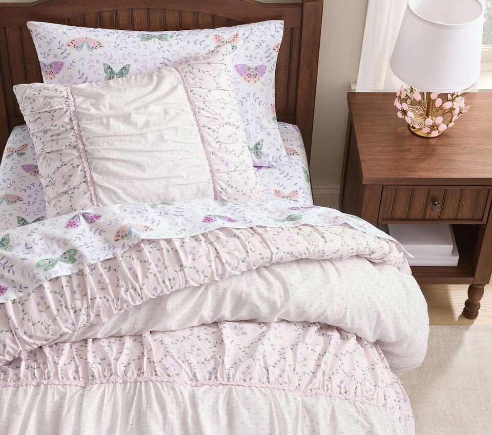 Heritage Floral Ruched Comforter & Pillowcases | Pottery Barn Kids ...