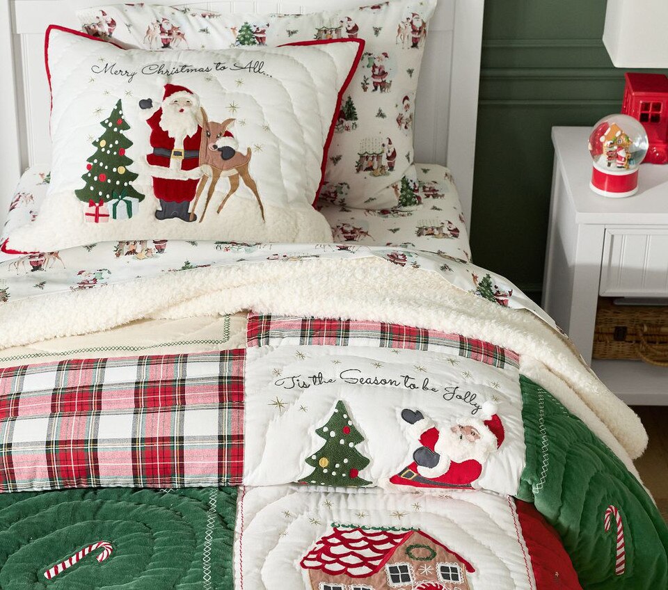 Holly Jolly Santa Comforter and Pillowcases | Pottery Barn Kids Australia