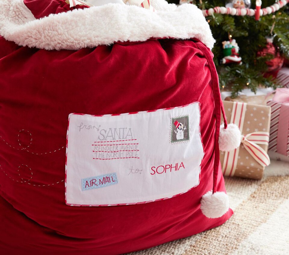 Letters to Santa Red Velvet Santa Bag | Pottery Barn Kids Australia