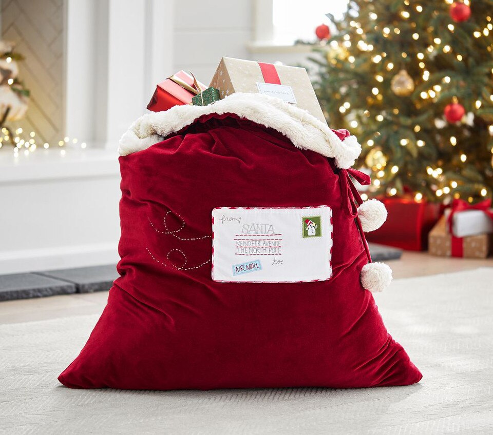 Letters to Santa Red Velvet Santa Bag | Pottery Barn Kids Australia