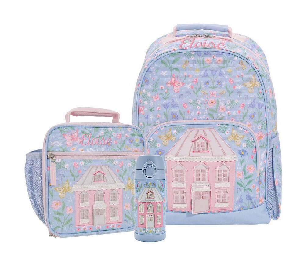Mackenzie Blue Dollhouse Floral Backpack and Lunch Bundle, Set of 3 ...