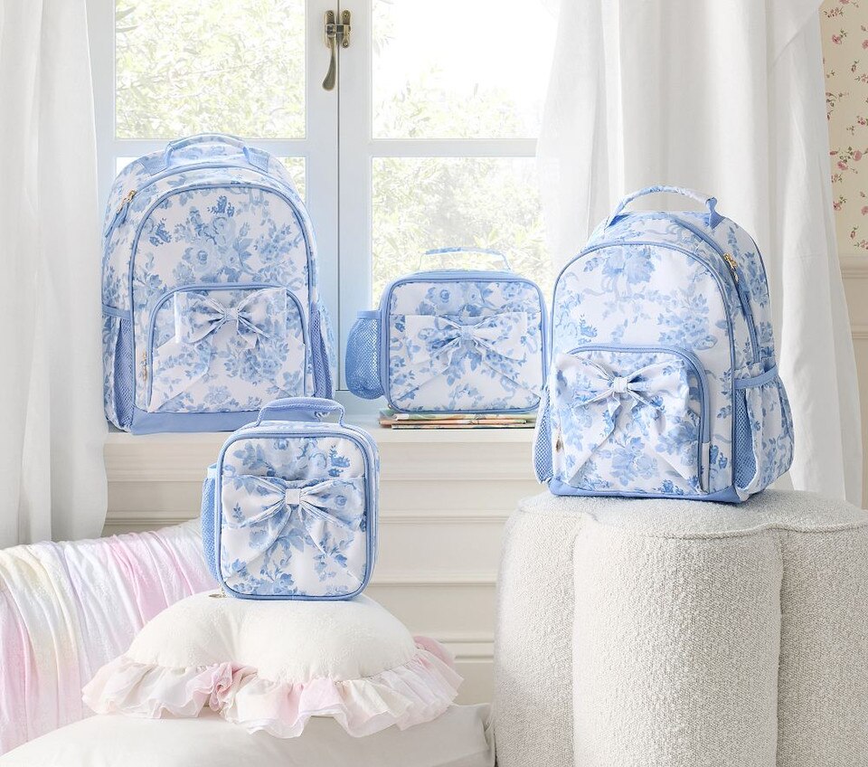 Mackenzie LoveShackFancy Blue Damask Floral Backpack | Pottery Barn ...