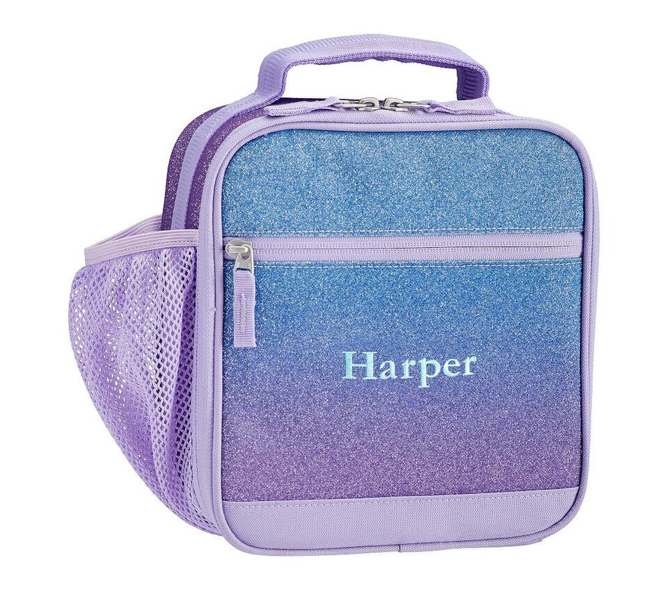 Mackenzie Lavender/Aqua Ombre Sparkle Glitter Lunch Boxes | Pottery ...