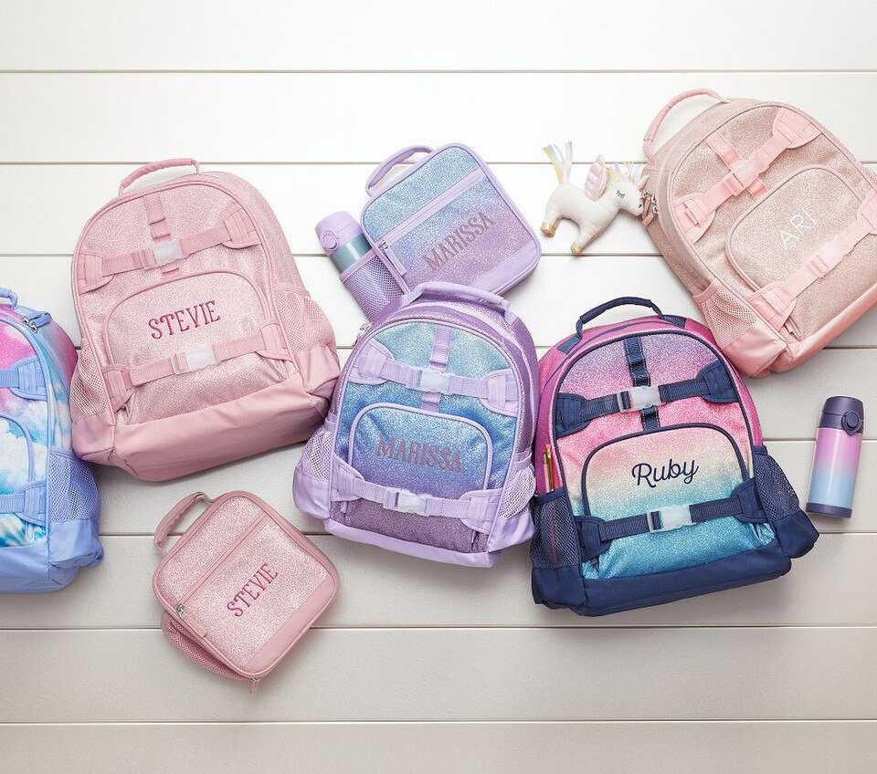 Mackenzie Lavender/Aqua Ombre Sparkle Glitter Lunch Boxes | Pottery ...