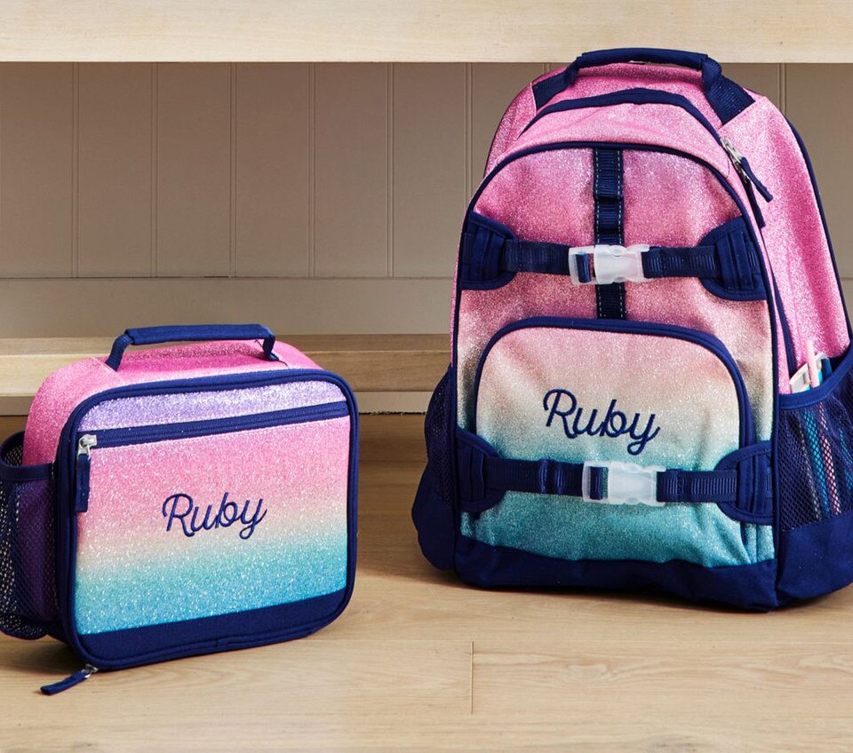 Mackenzie Recycled Rainbow Ombre Sparkle Glitter Backpacks | Pottery ...