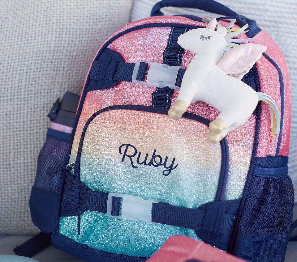 Mackenzie Recycled Rainbow Ombre Sparkle Glitter Backpacks | Pottery ...