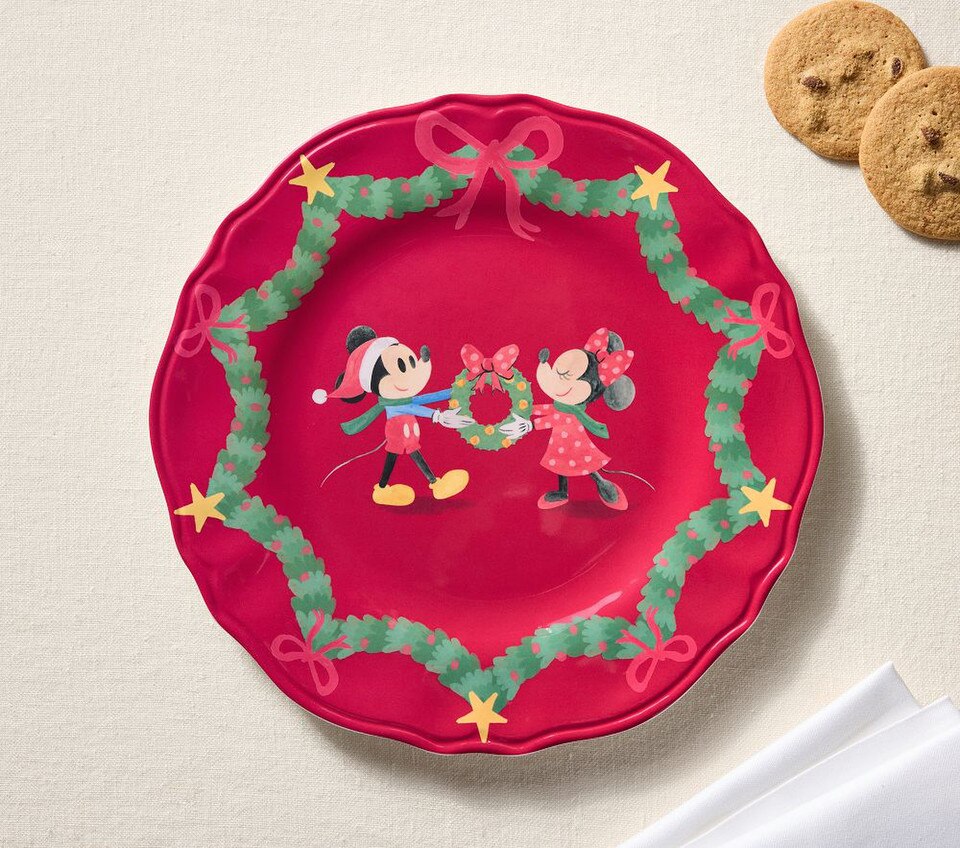 Disney Mickey Mouse and Friends Christmas Charger Plate | Pottery Barn ...