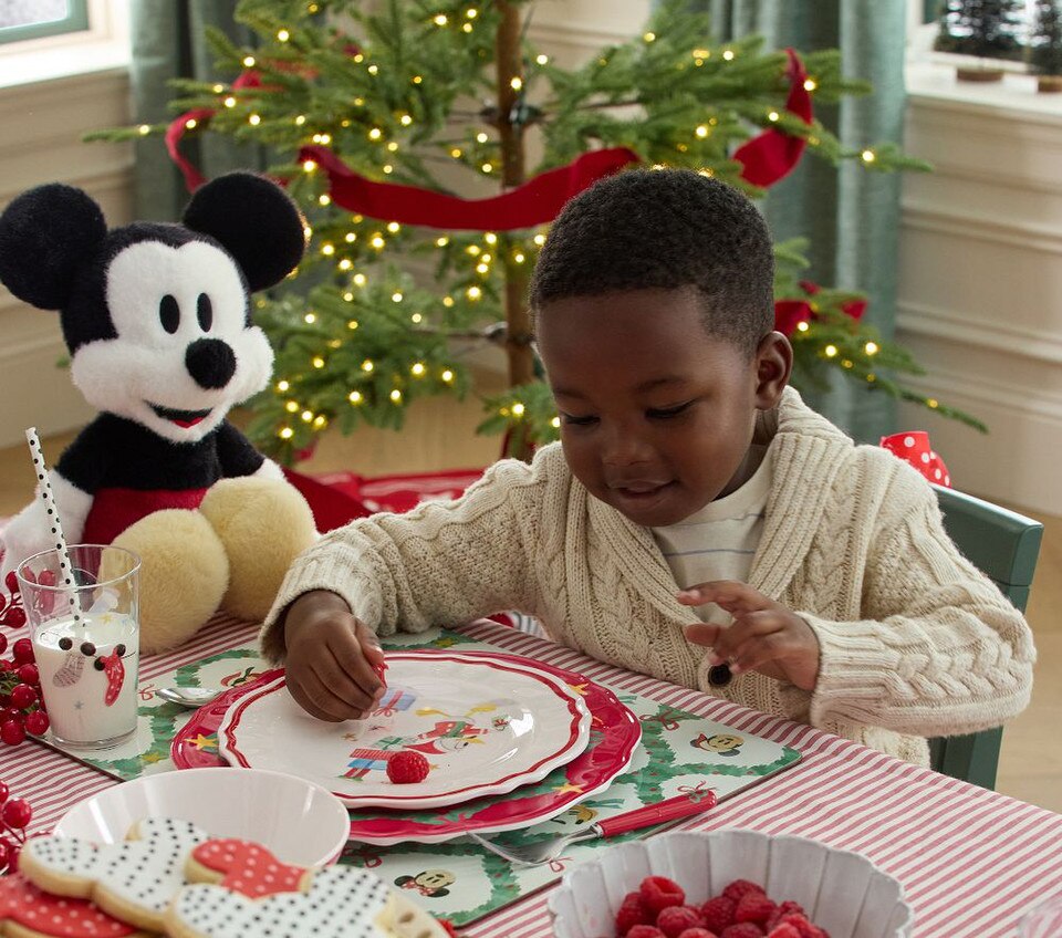 Disney Mickey Mouse and Friends Christmas Charger Plate | Pottery Barn ...