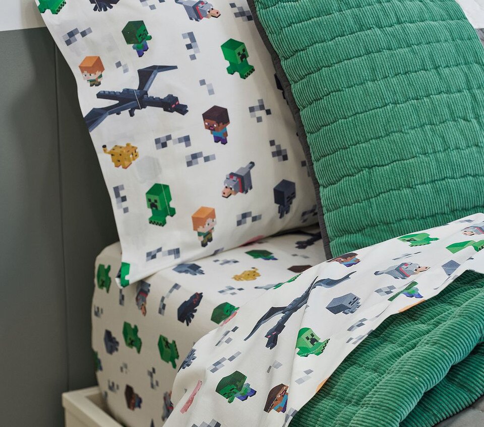 Minecraft™ Organic Sheet Set & Pillowcases | Pottery Barn Kids Australia