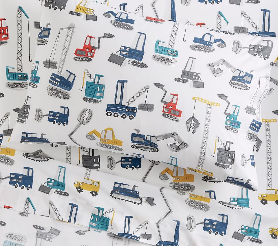 Organic Jax Construction Sheet Set & Pillowcases | Pottery Barn Kids ...