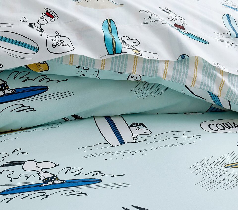 Peanuts® Snoopy® Surf Organic Quilt Cover & Pillowcases | Pottery Barn ...