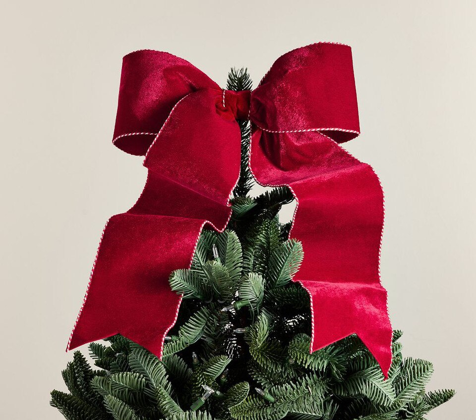Oversized Velvet Bow Christmas Tree Topper (58 cm) | Pottery Barn Kids ...
