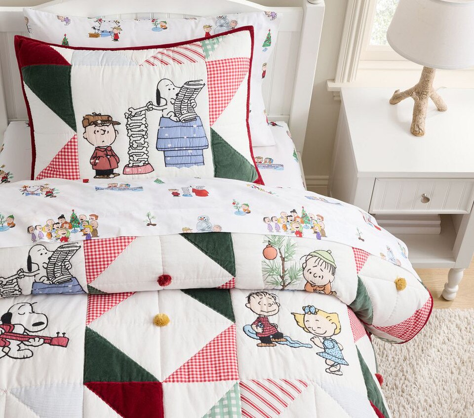 Peanuts® Charlie Brown® Holiday Patchwork Comforter and Pillowcases ...