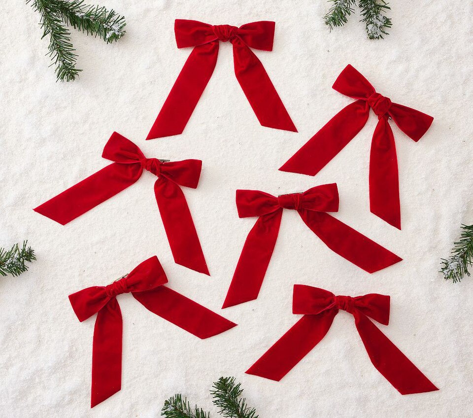 Red Velvet Bow Tree Clips, Set of 6 | Pottery Barn Kids Australia