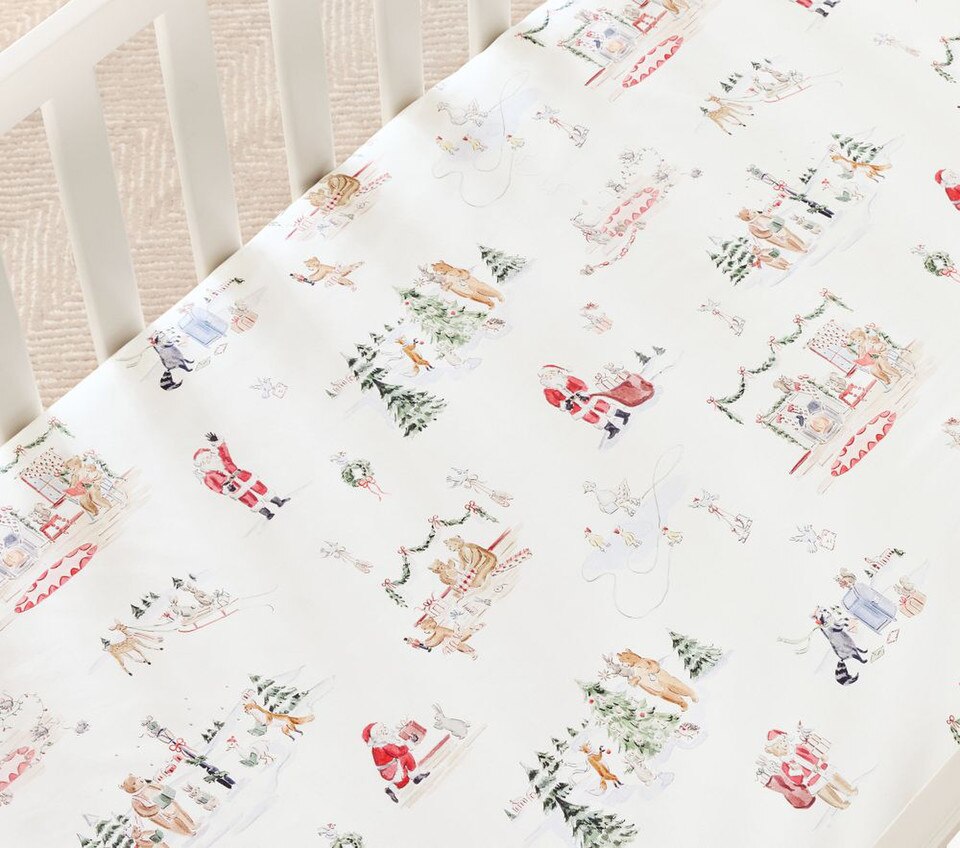 Riley Sheehey Holiday Organic Cot Fitted Sheet | Pottery Barn Kids ...