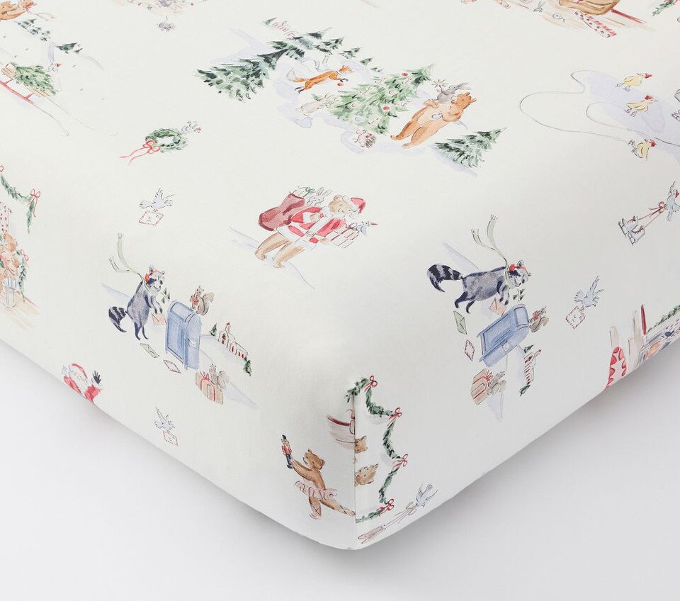 Riley Sheehey Holiday Organic Cot Fitted Sheet | Pottery Barn Kids ...