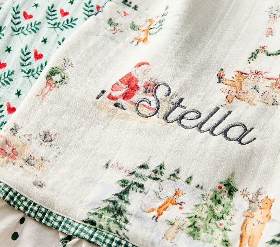 Riley Sheehey Holiday Oversized Muslin Baby Blanket | Pottery Barn Kids ...