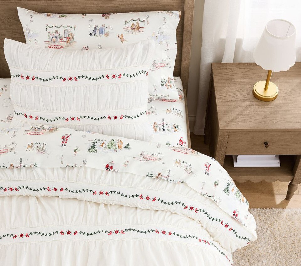Riley Sheehey Holiday Ruched Quilt Cover and Pillowcases | Pottery Barn ...