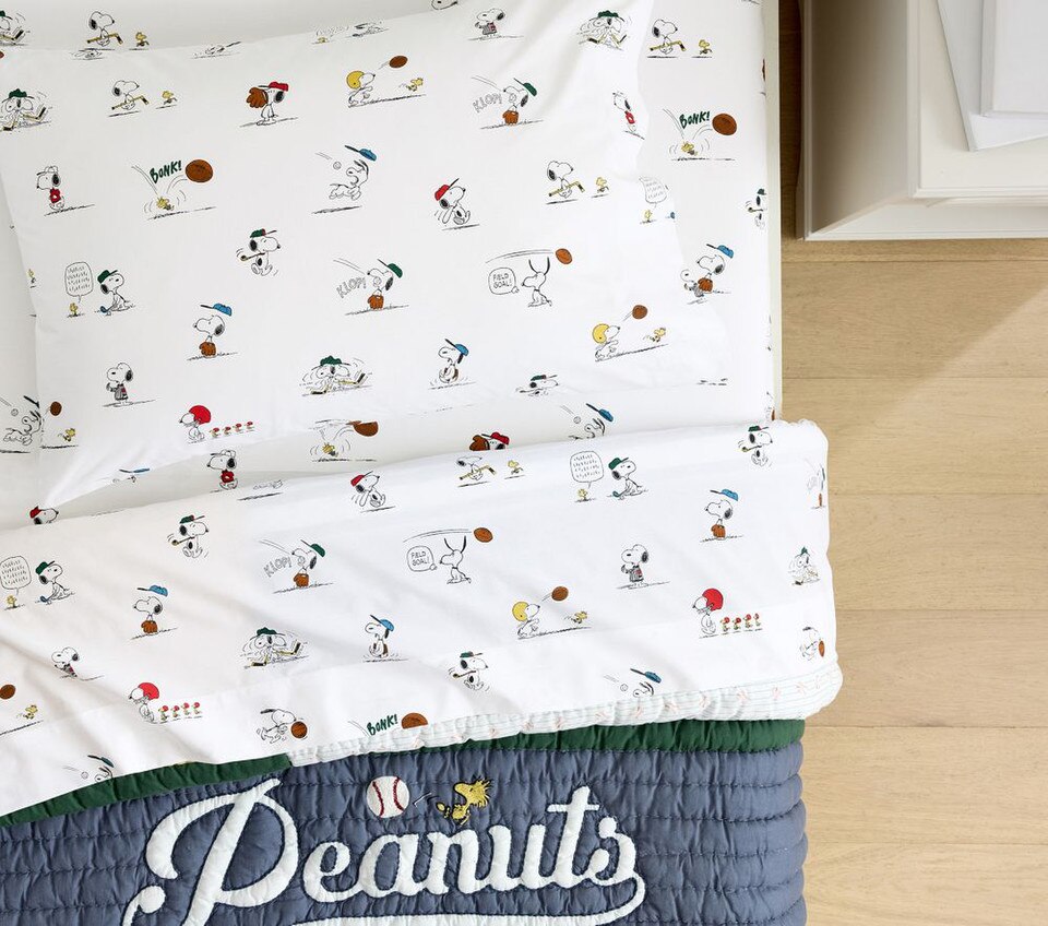 Peanuts® Snoopy® Sports Organic Sheet Set | Pottery Barn Kids Australia