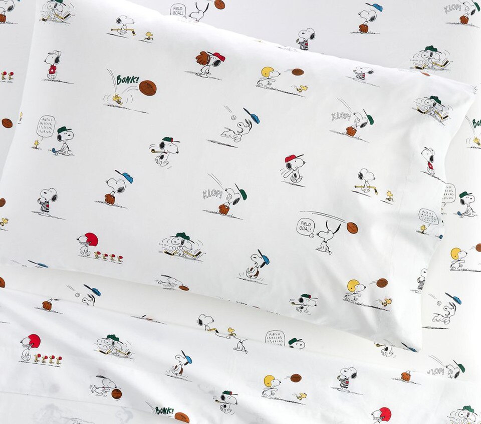 Peanuts® Snoopy® Sports Organic Sheet Set | Pottery Barn Kids Australia