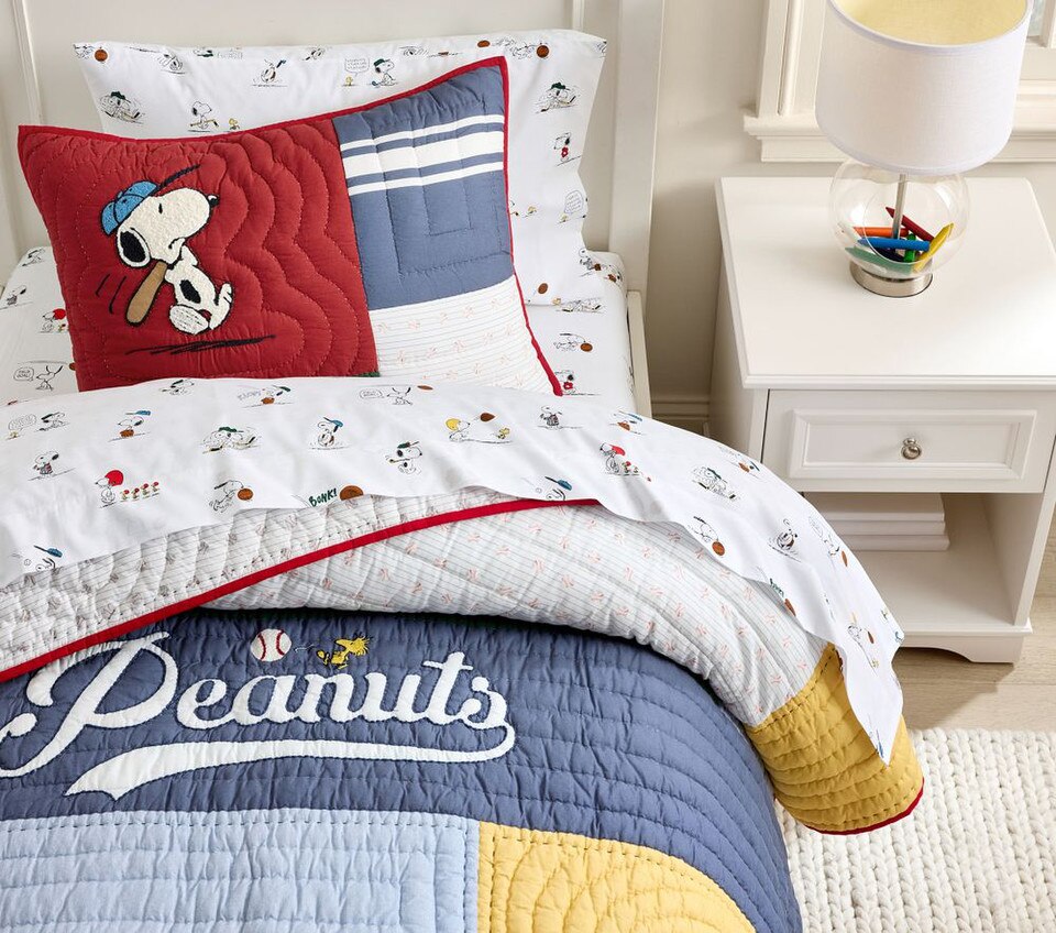 Peanuts® Snoopy® Sports Comforter & Pillowcases | Pottery Barn Kids ...