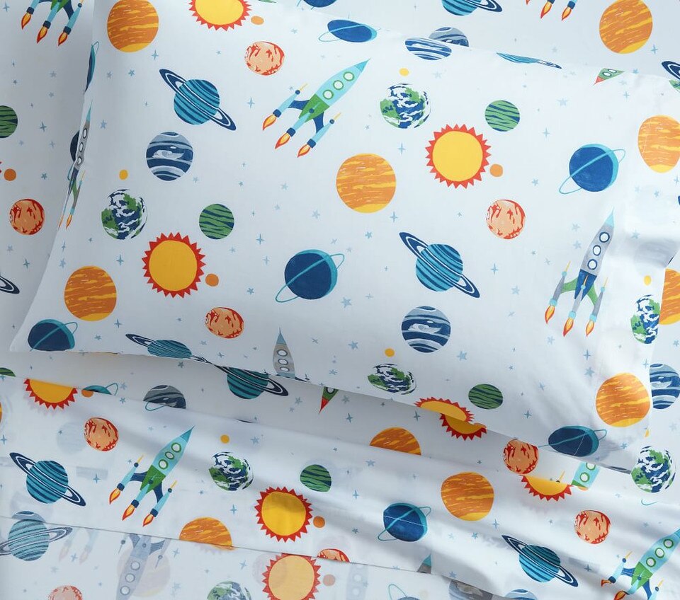 Solar System Glow-in-the-Dark Sheet Set & Pillowcase - Pottery Barn ...