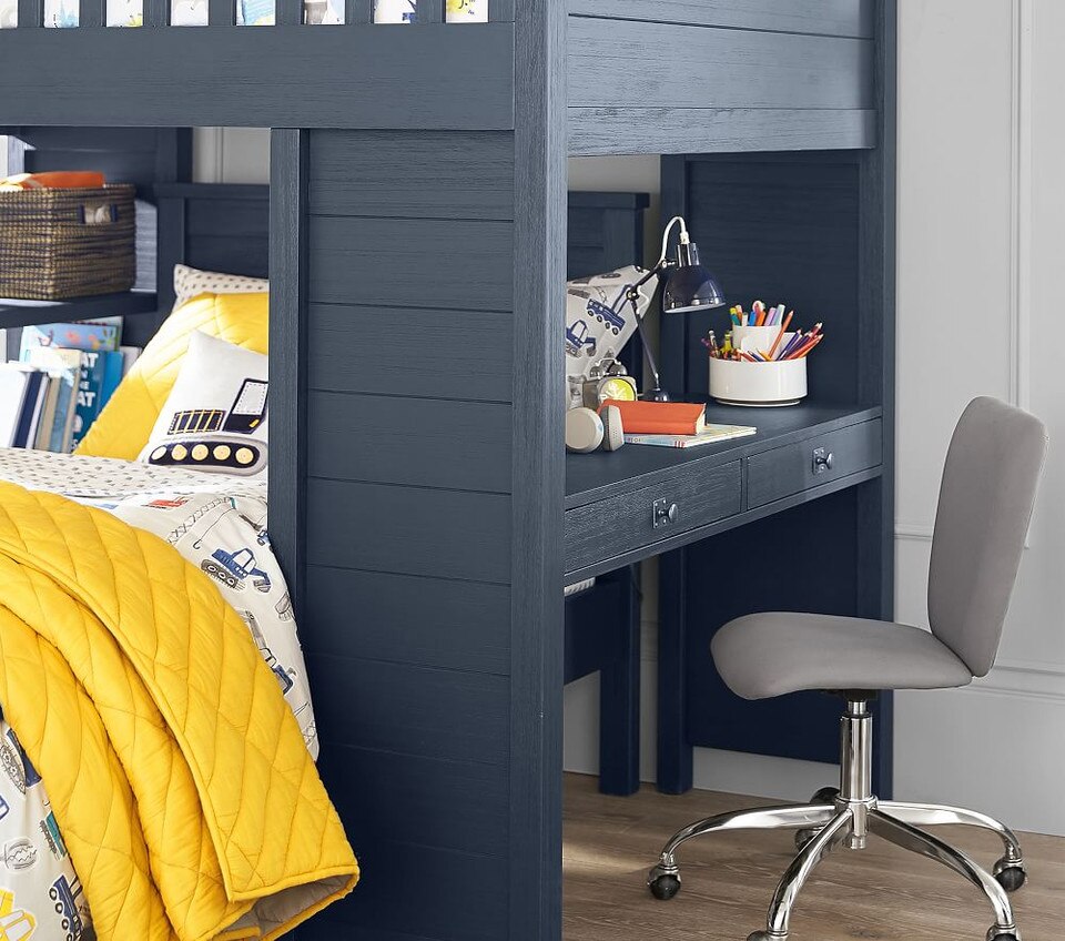 Square Upholstered Desk Chair, Brushed Nickel Base - Pottery Barn Kids ...