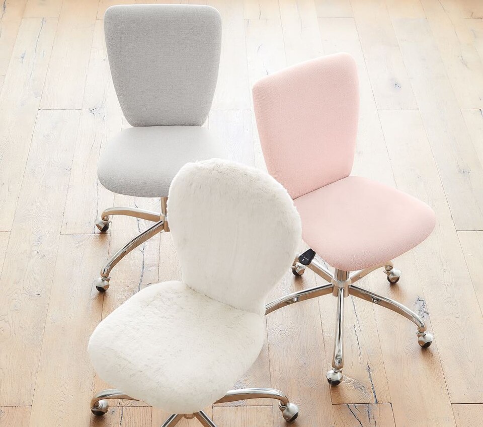 Square Upholstered Desk Chair, Brushed Nickel Base - Pottery Barn Kids ...