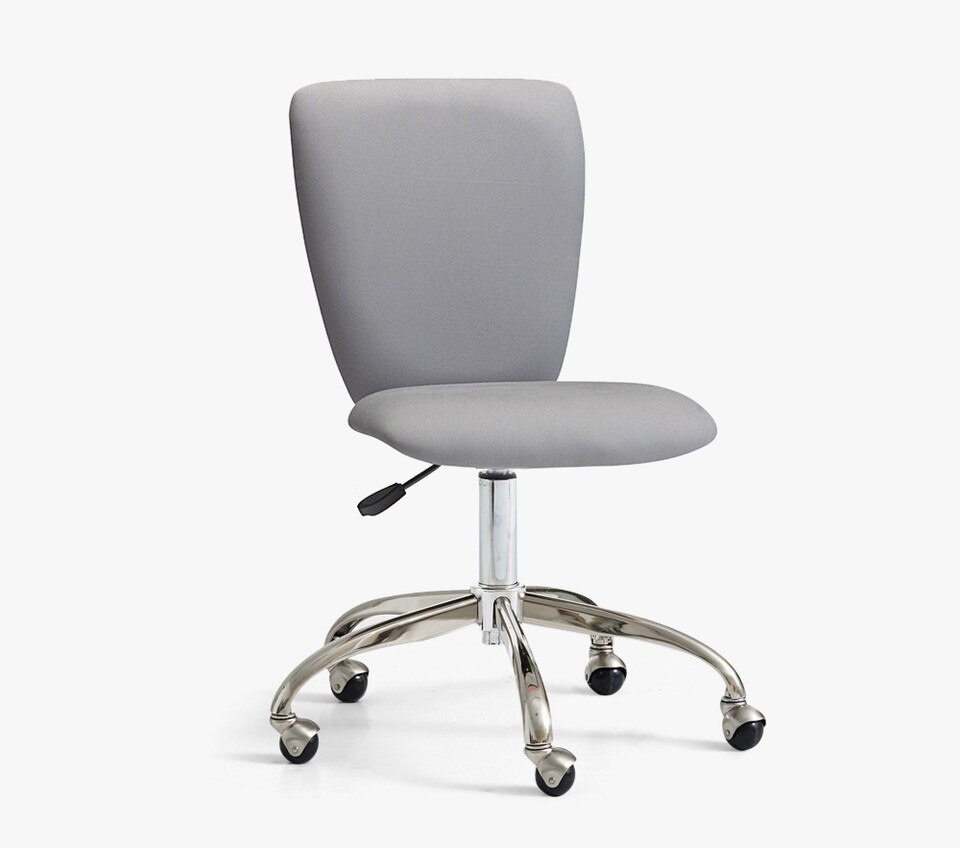 Square Upholstered Desk Chair, Brushed Nickel Base - Pottery Barn Kids ...