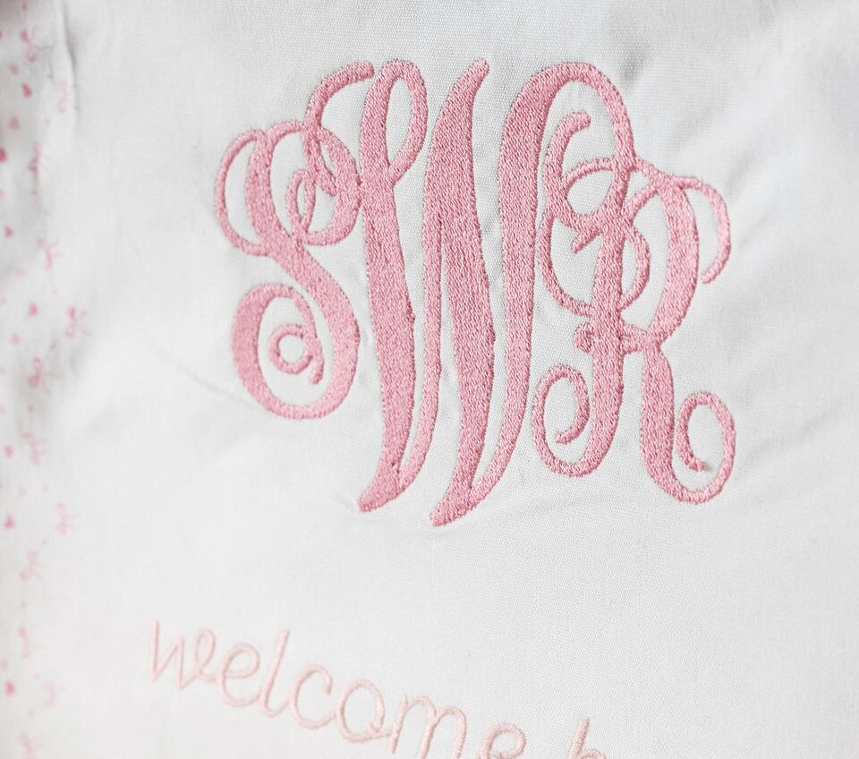 Welcome Home Embroidered Heart Baby Comforter | Pottery Barn Kids Australia